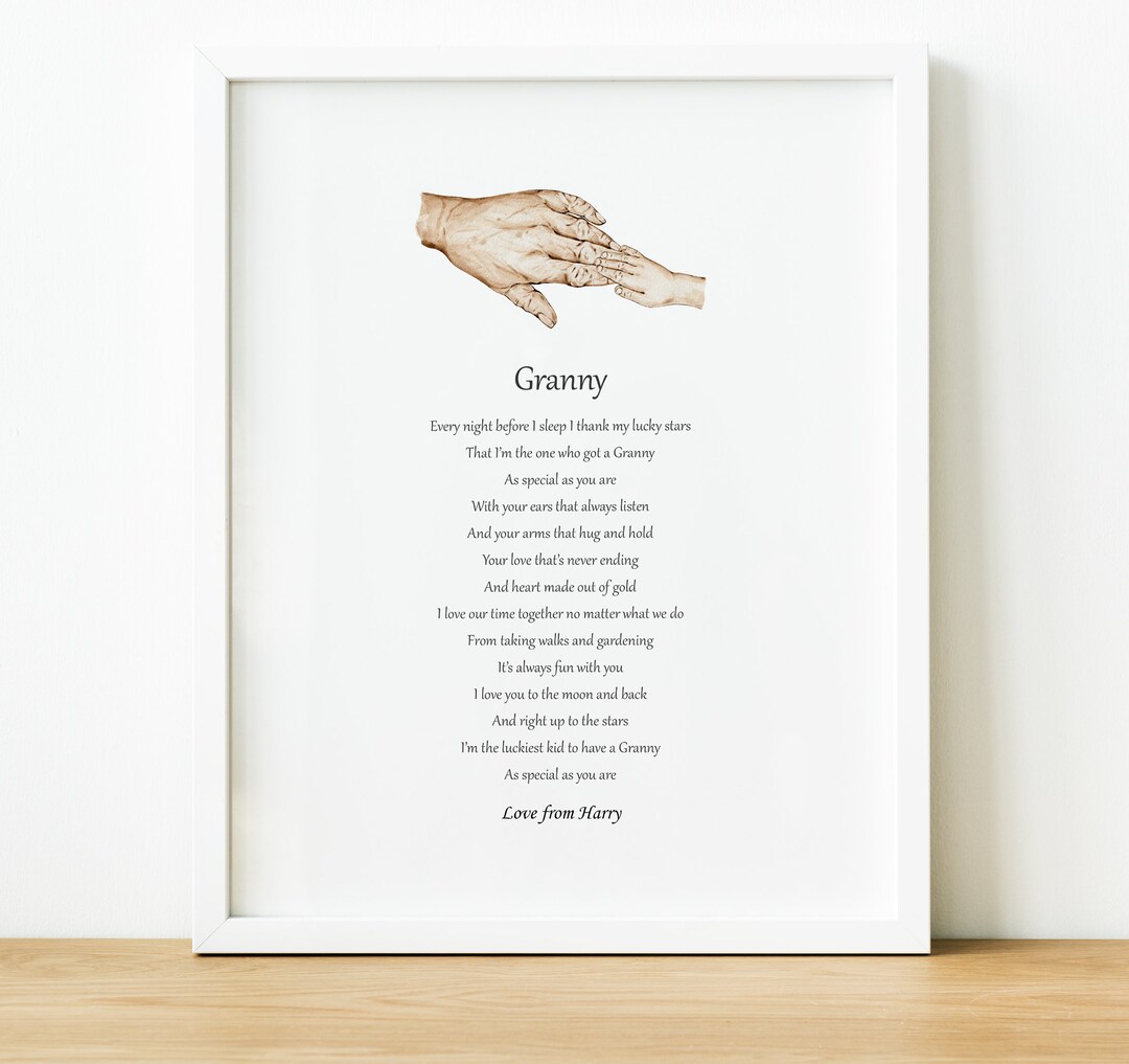 Personalised Grandparents Poem, Custom Poem Print & Family Hand Print ...