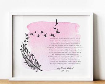 Personalised Feather Poem Print Bereavement Gift Memorial | Etsy UK