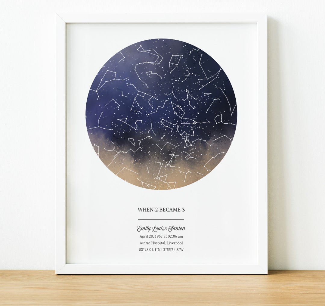 Personalised Star Map Print, Star Map by Date Family Gift Adoption Day ...
