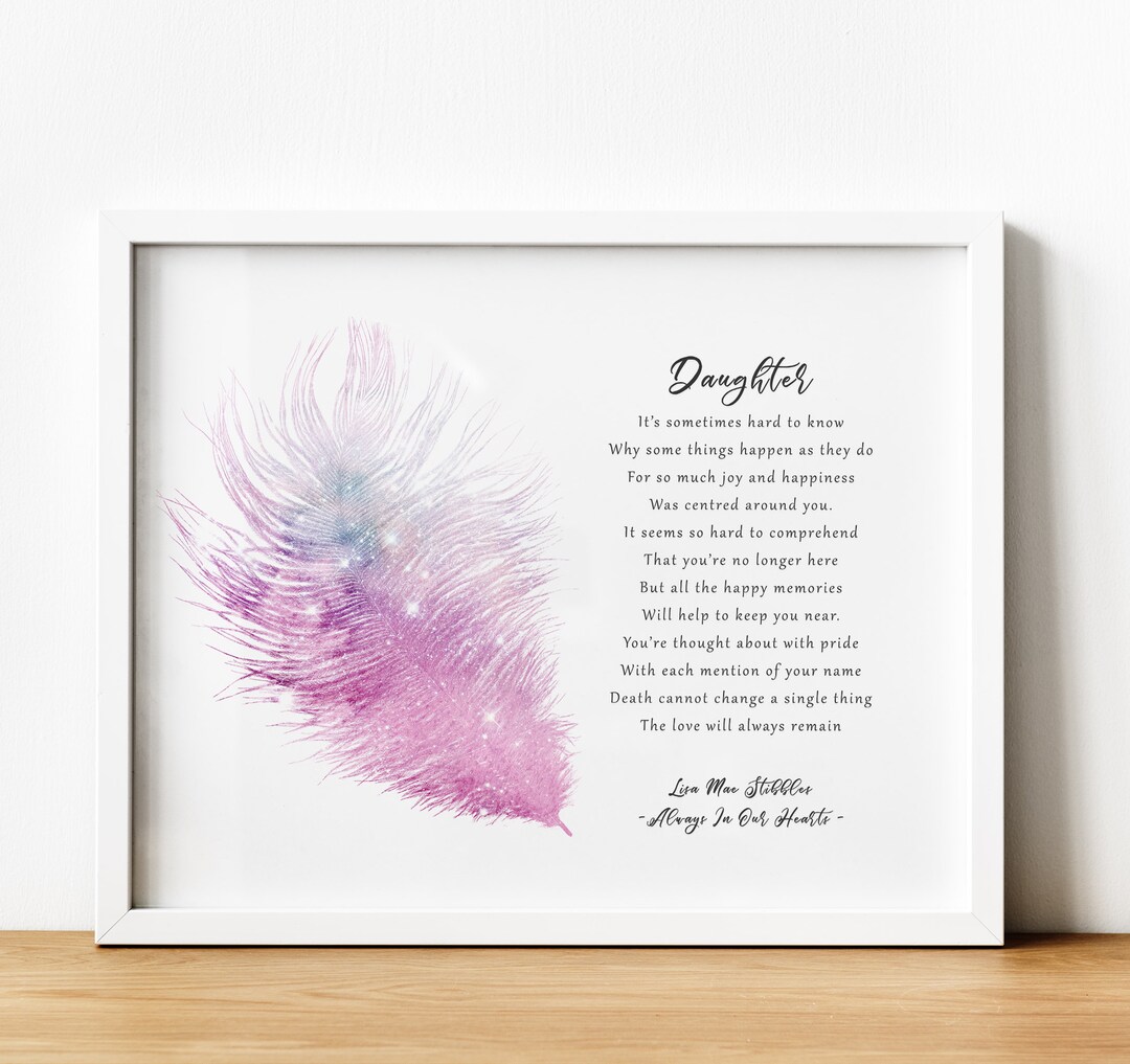 Personalised Feather Poem Print Bereavement Gift, Memorial Gift ...