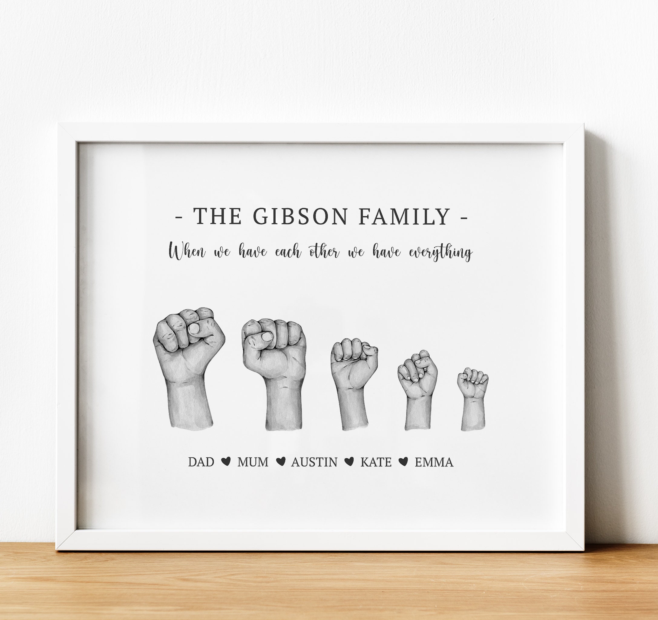 Personalised Fist Bump Family Tree Print Custom Family Hand | Etsy UK