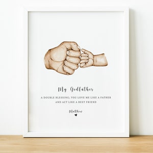 Personalised Godfather & Me Gift, Hand Illustration and Custom Poem ...