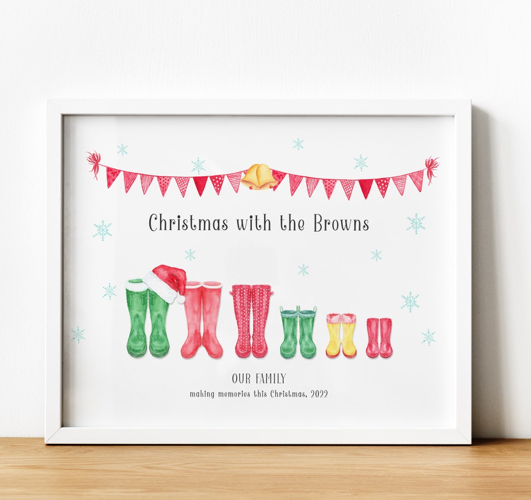 Personalised Christmas Family Tree Print, Custom Family Illustration ...