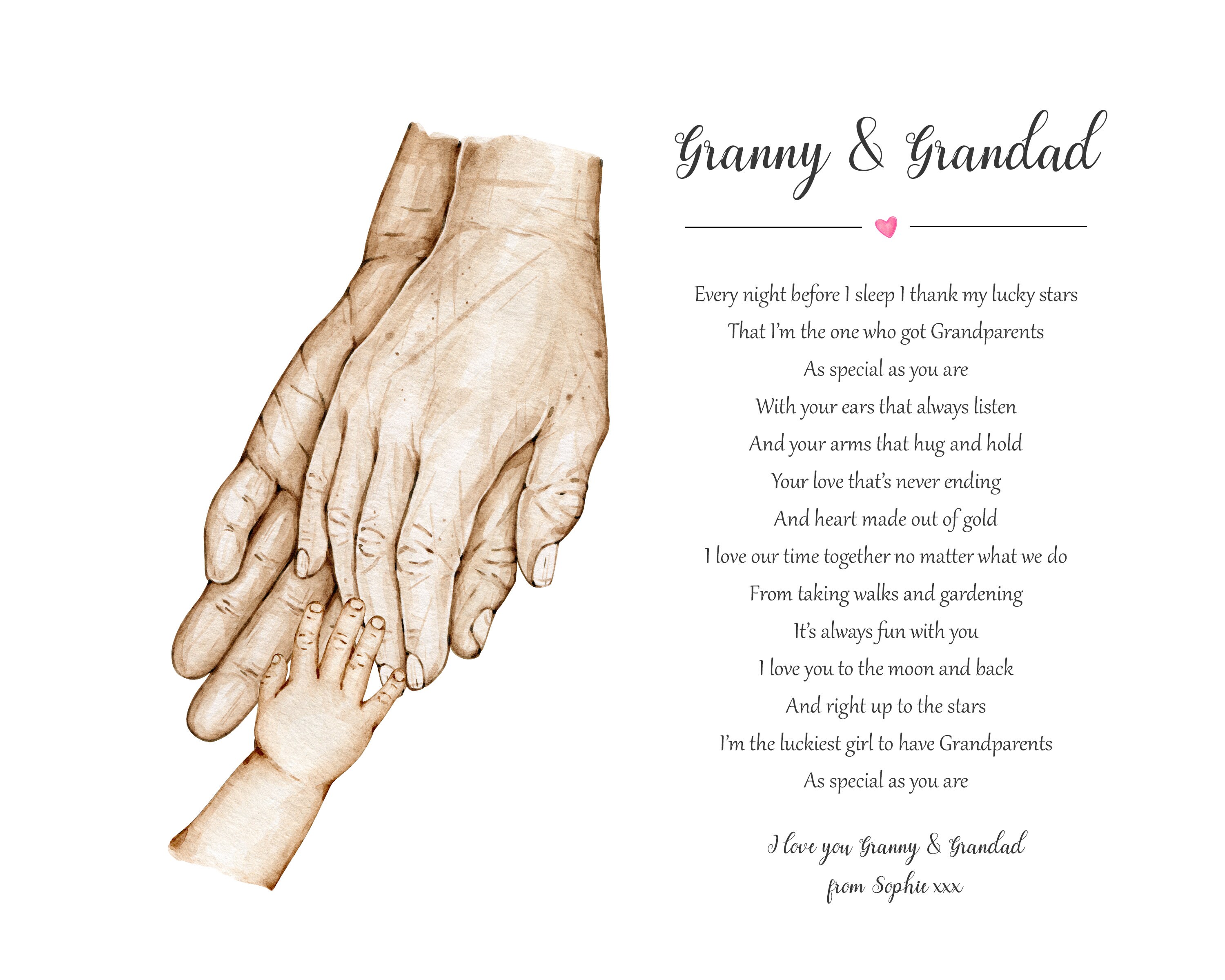 Personalised Grandparents Poem Print Custom Poem Print Gift - Etsy