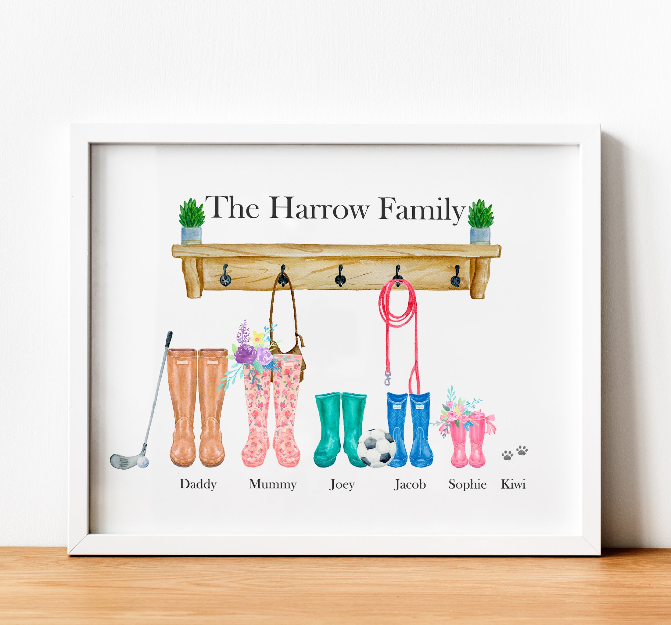 Personalised Family Welly Print Custom Family Tree Print | Etsy