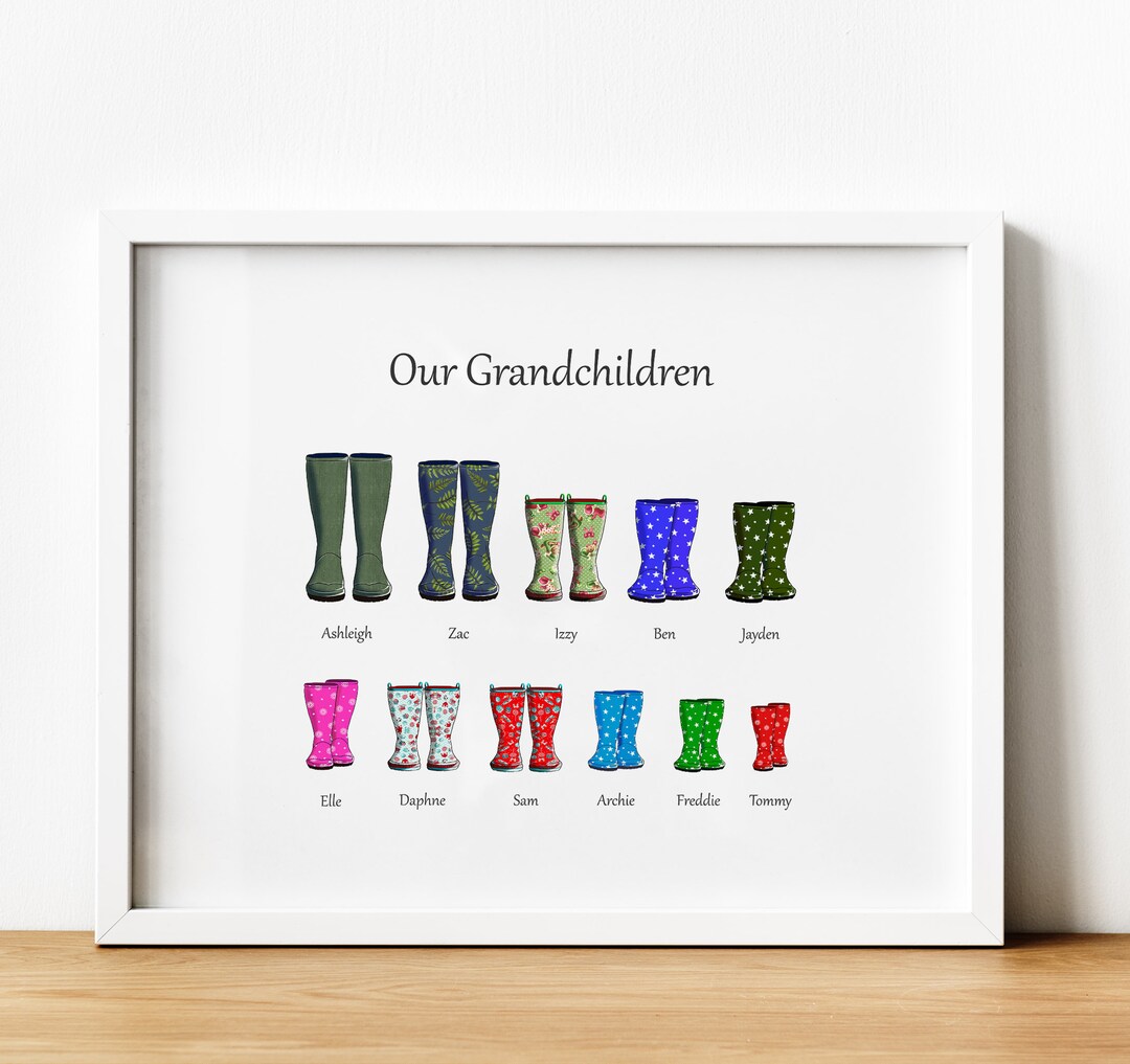 Personalised Family Welly Print, Custom Family Tree Print Gift for ...