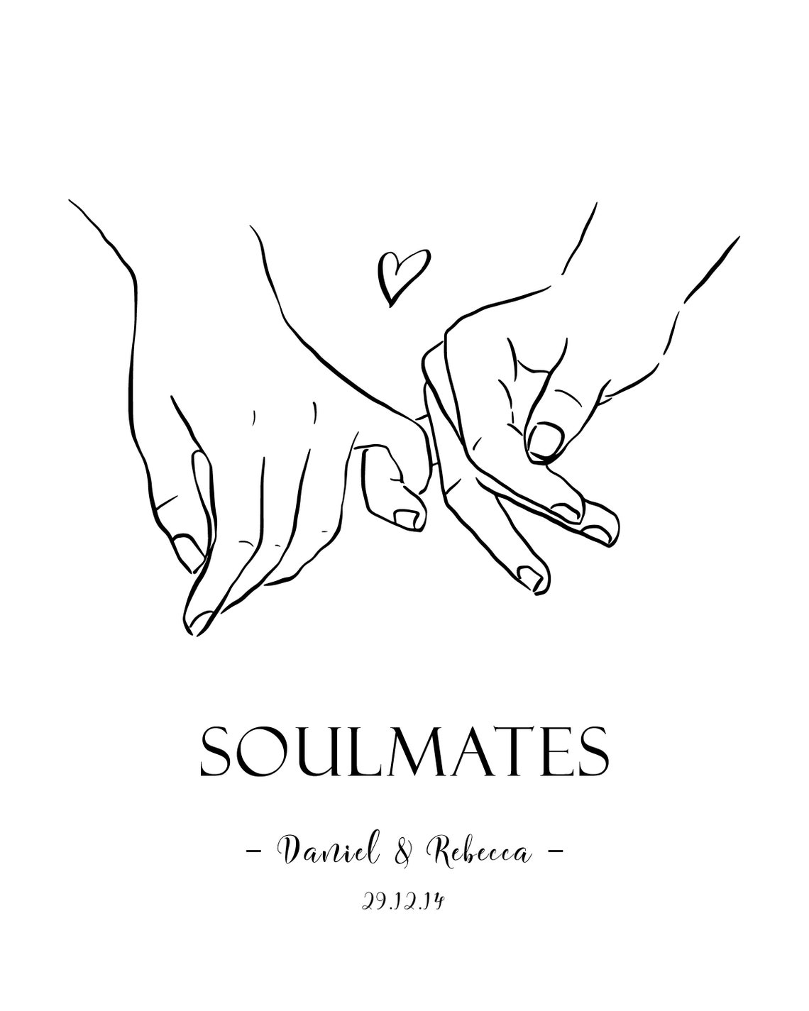 Set of 3 Personalised Couple Holding Hands Prints Minimal - Etsy