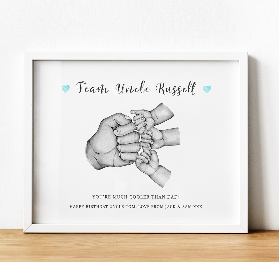 Personalised Uncle & Me Print, Hand Illustration Wall Art Thoughtful ...