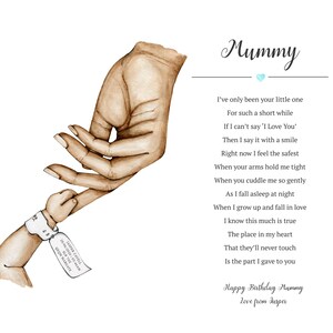 Personalised Mummy and Me Hand Print, Custom Poem Print Hand ...