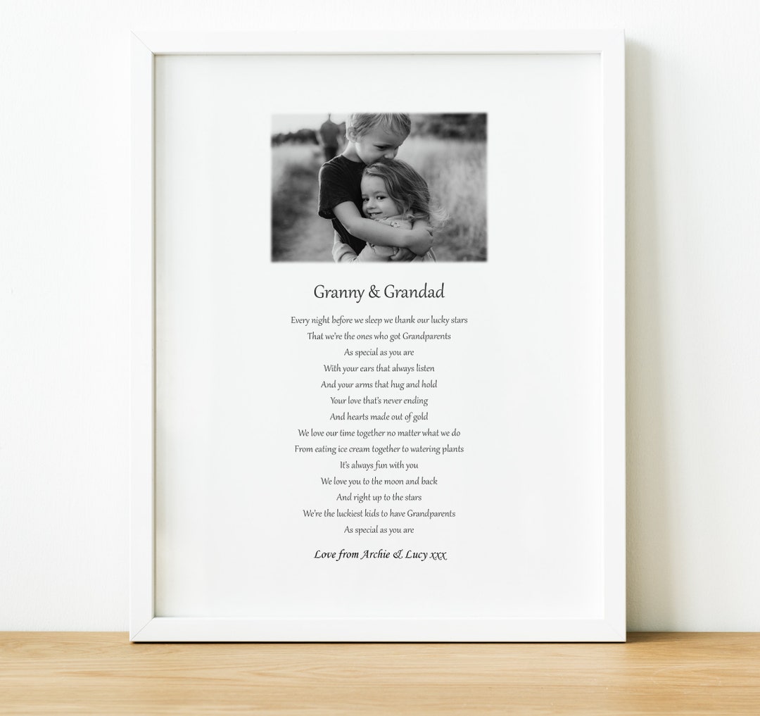 Personalised Grandparents Photo Poem Print, Custom Poem Print Gift for ...