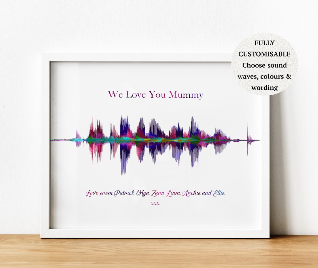 Personalised Multi Sound Wave Print Record Message From Kids, Soundwave ...