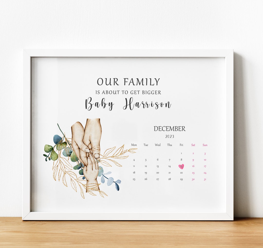 Personalised Pregnancy Announcement Calendar Print With JPG for Social ...