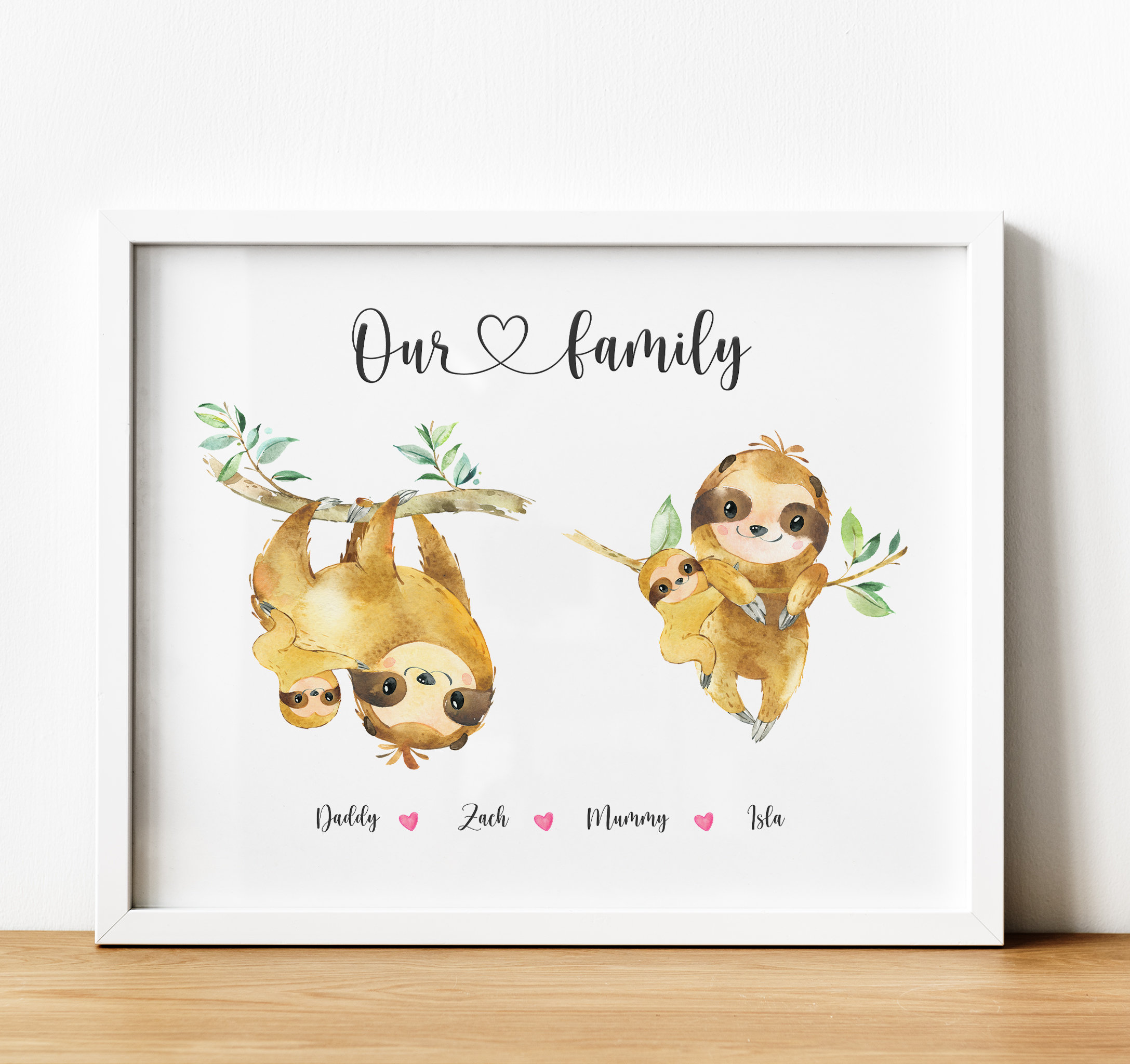 Personalised Sloth Family Tree Print Custom Family | Etsy