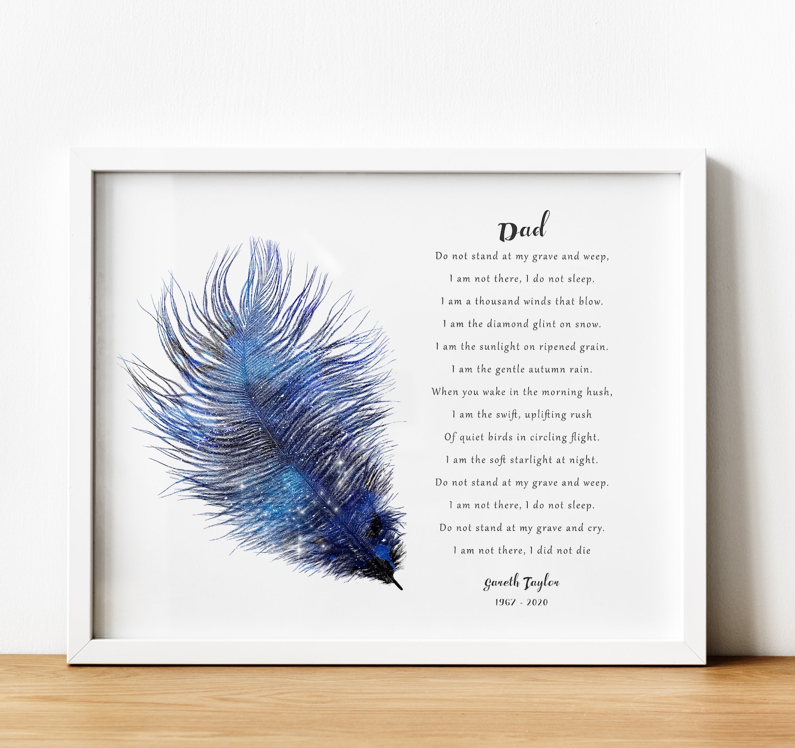 Personalised Feather Poem Print Bereavement Gift Memorial - Etsy UK