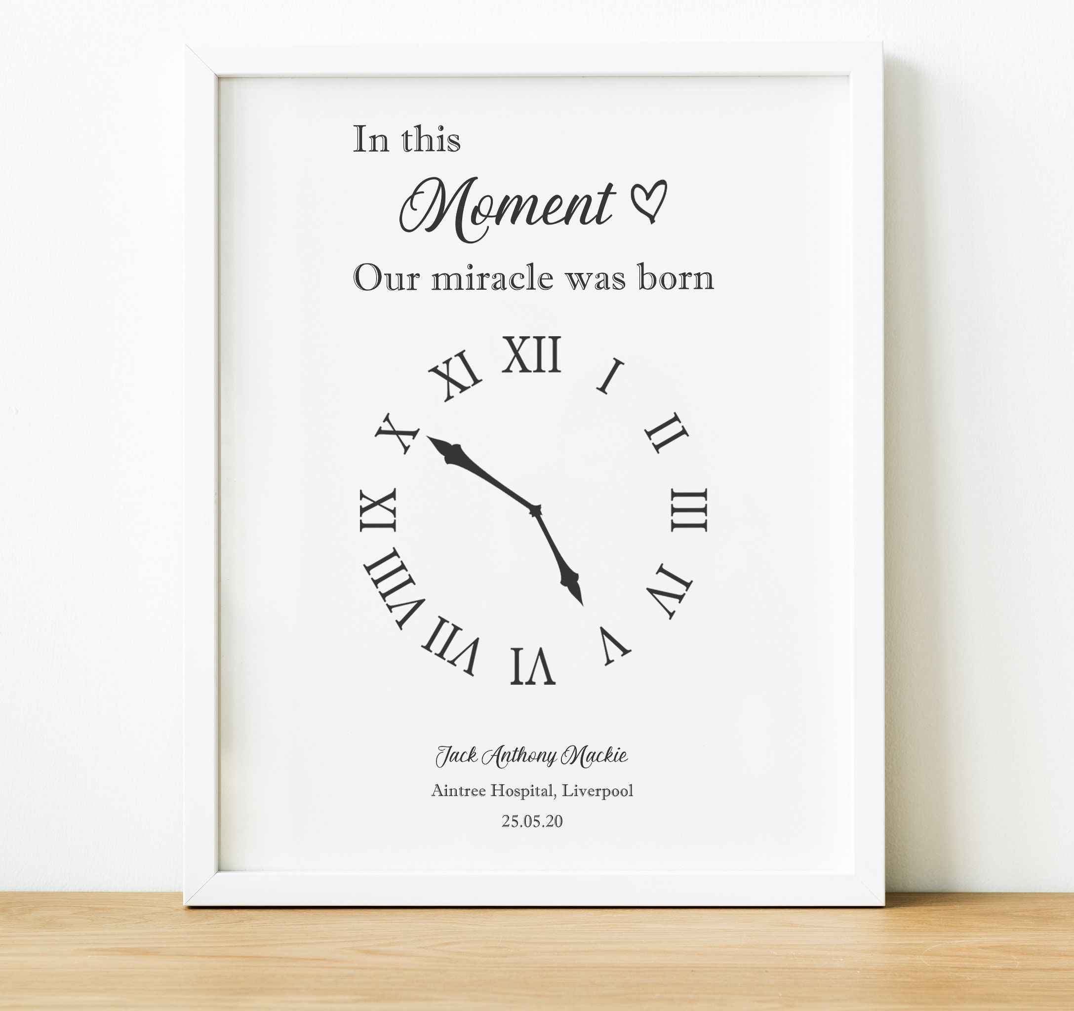 Personalised New Baby Time Clock Print Birth Details Print | Etsy