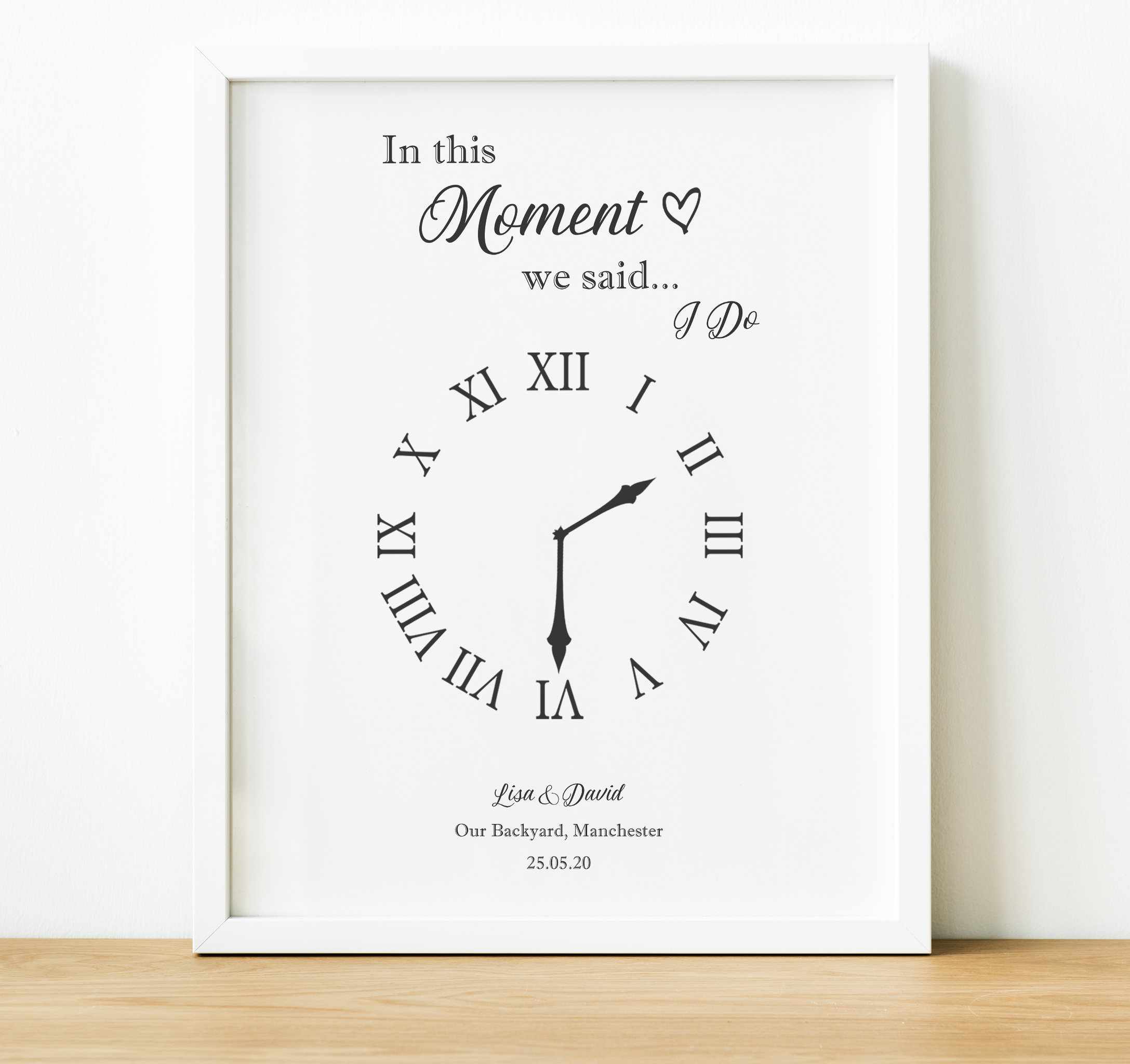 Personalised We Said I Do Time Clock Print UNFRAMED, Keepsake Wedding ...