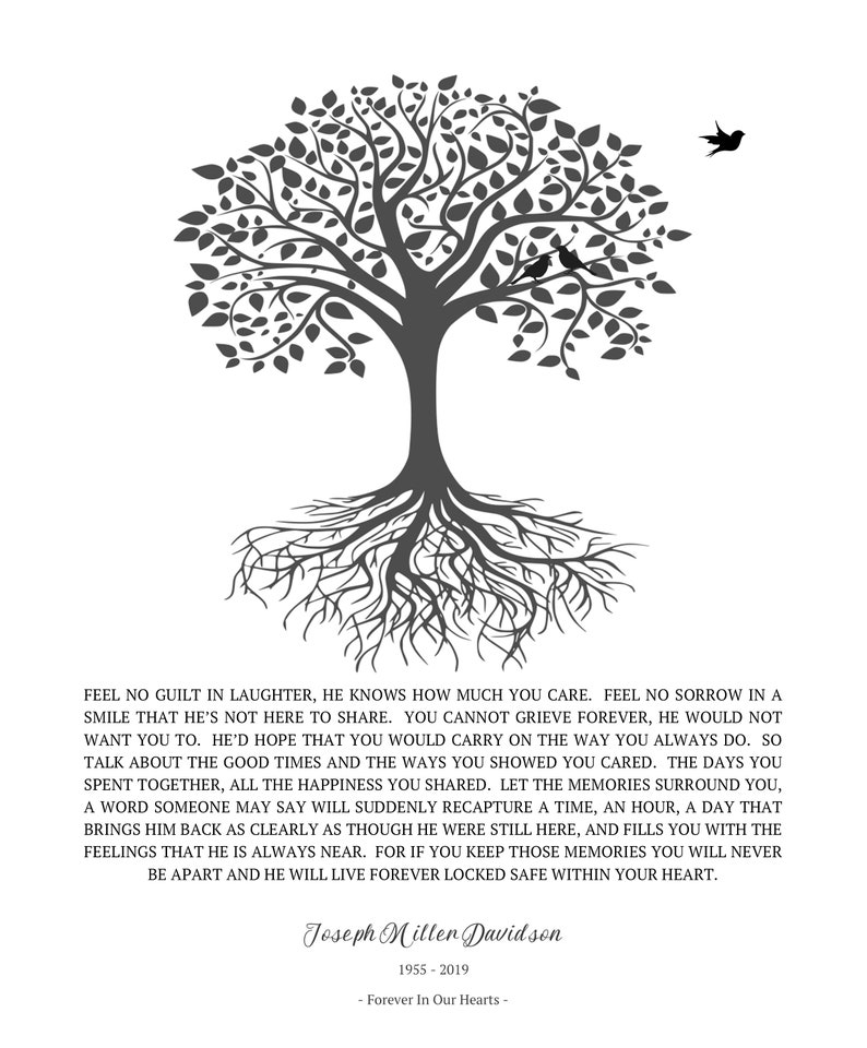 Custom Poem Print Bereavement Gift Personalised Tree of Life - Etsy