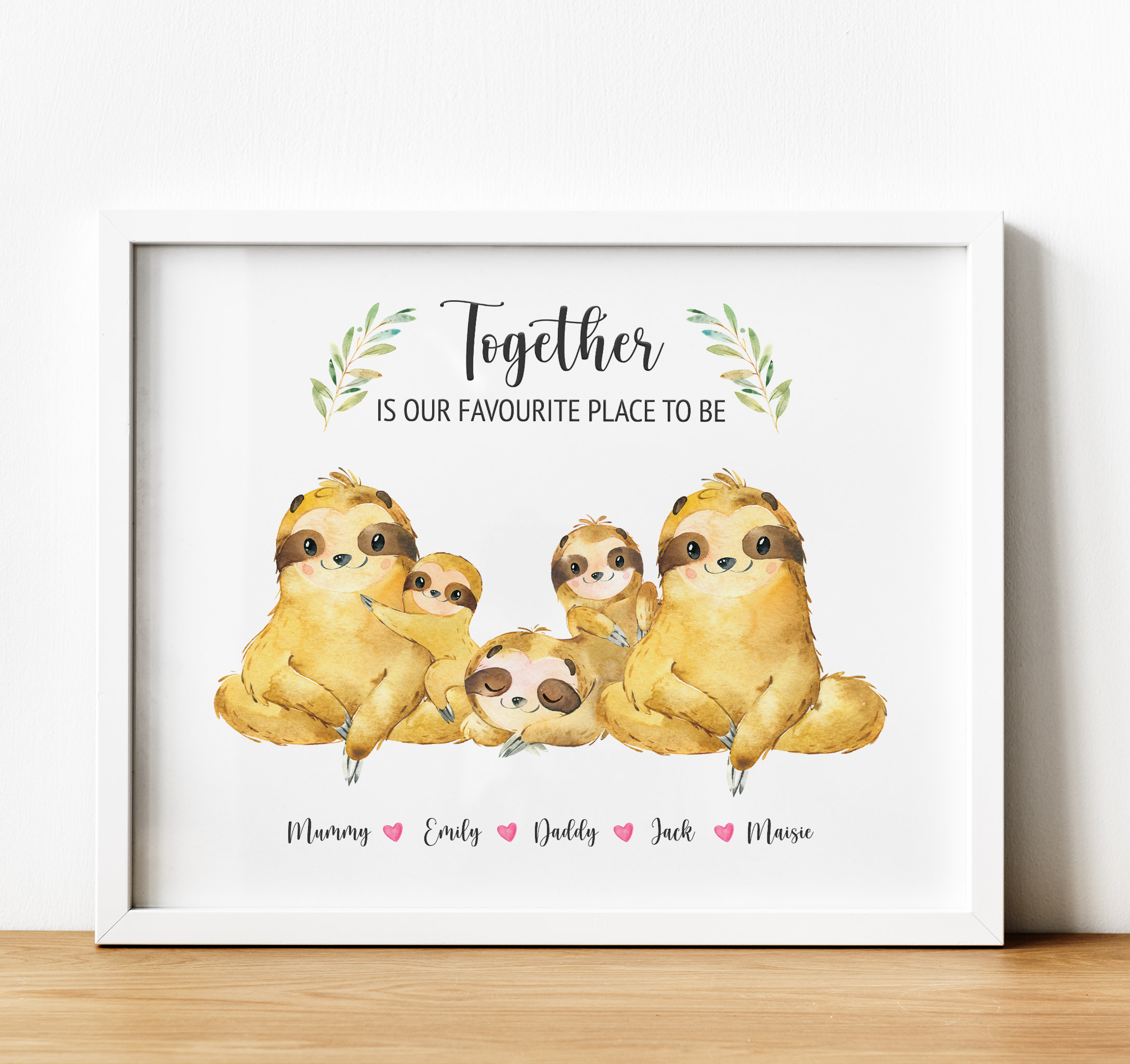 Personalised Sloth Family Tree Print Custom Family - Etsy UK