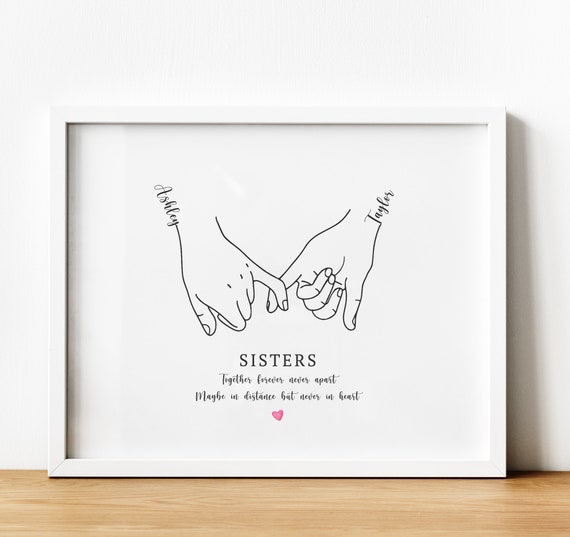 Personalised Minimal Line Art Pinky Swear Print Pinky Promise - Etsy