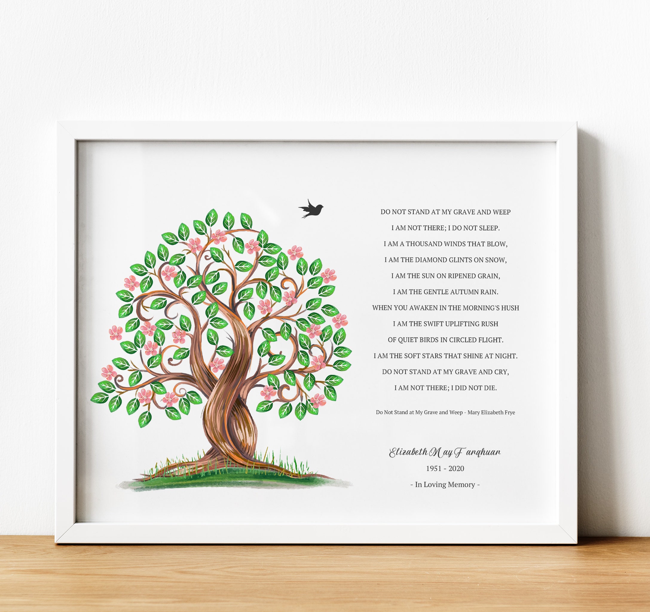 Custom Poem Print Bereavement Gift Personalised Tree of Life - Etsy ...