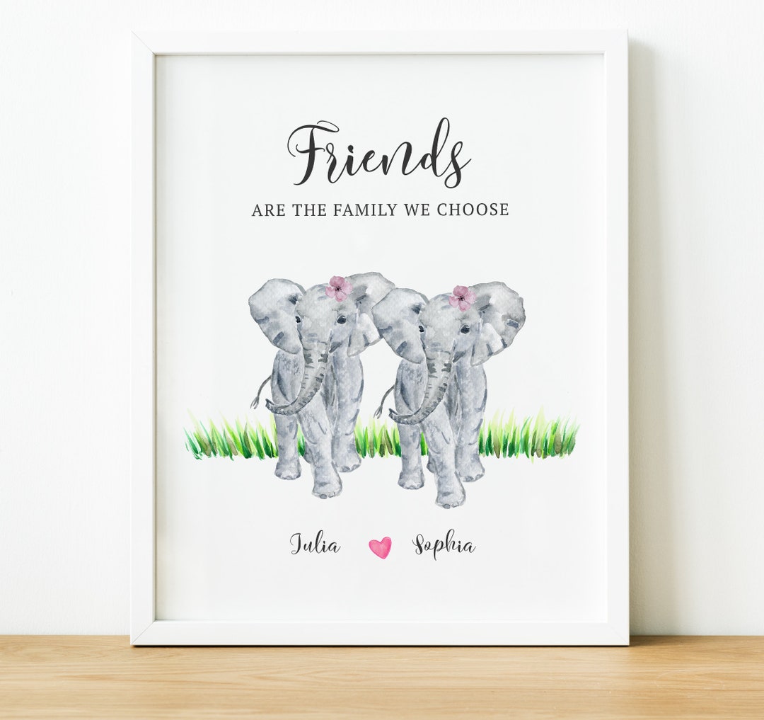 Personalised Best Friends Elephant Print, Thinking of You Gift, Best ...