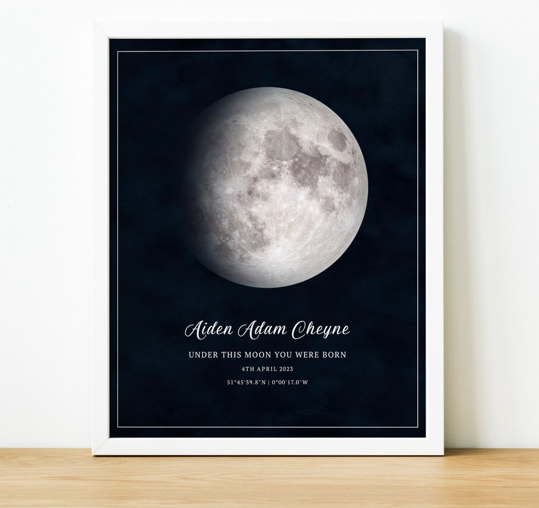 Personalised Moon Phases Wall Art, the Night You Were Born Custom Moon ...