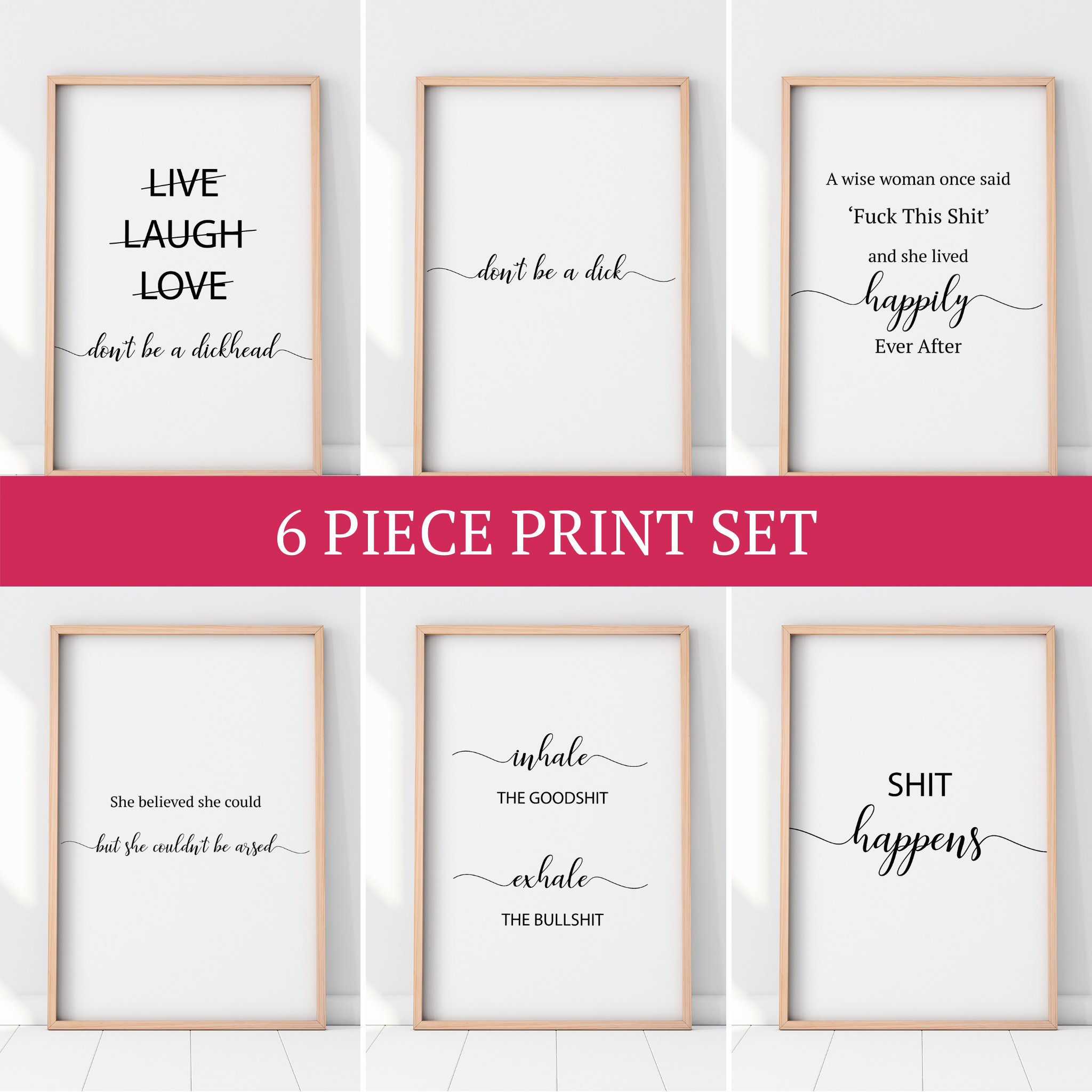 PRINTABLE Funny Quote Wall Art 6 PRINT SET Positive Quote - Etsy UK