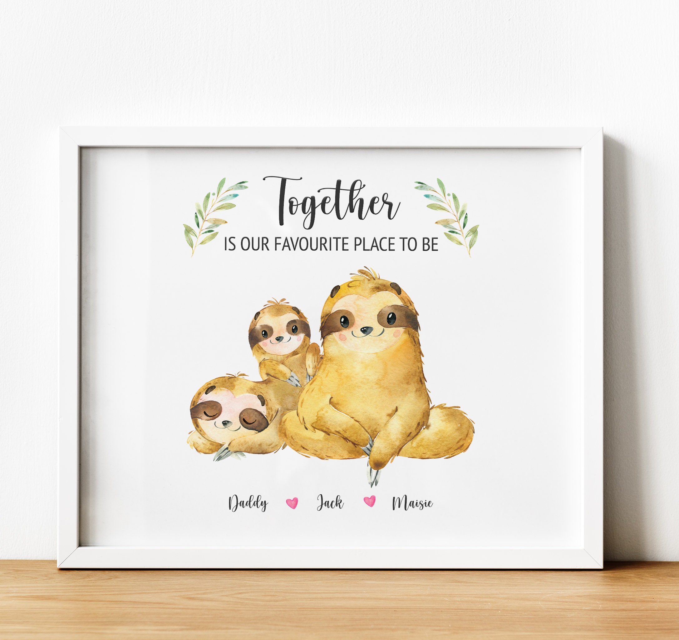 Personalised Sloth Family Tree Print Custom Family - Etsy UK