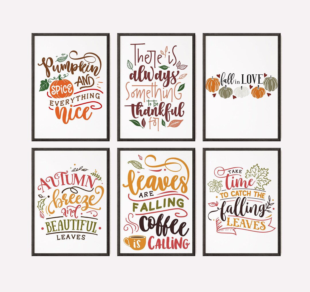 Set of 6 Autumn Quotes Cosy Prints Bundle, Fall Poster Gallery Wall Set ...