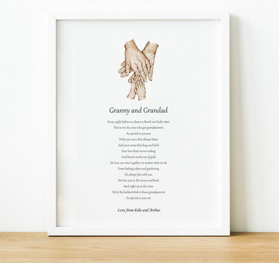 Personalised Grandparents Poem Print Custom Poem Print Gift | Etsy