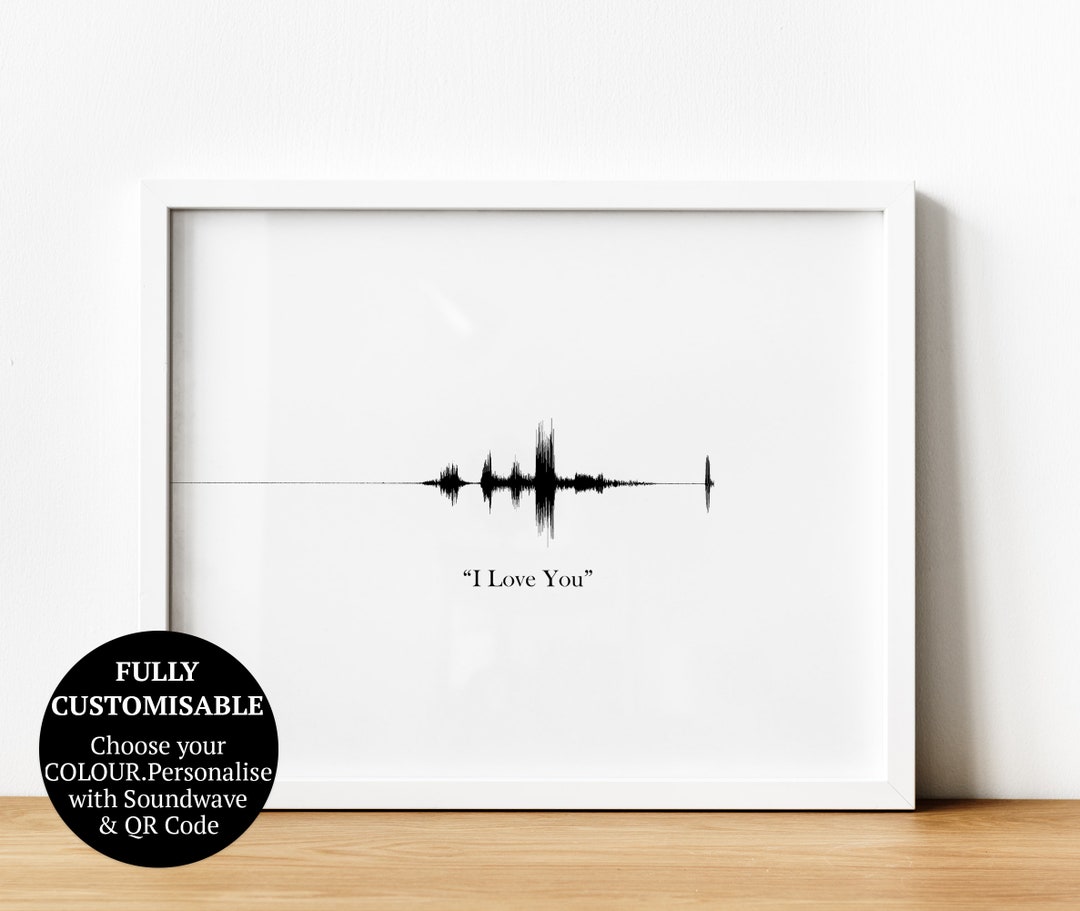 Personalised Sound Wave Print UNFRAMED With QR Code, Custom Soundwave ...