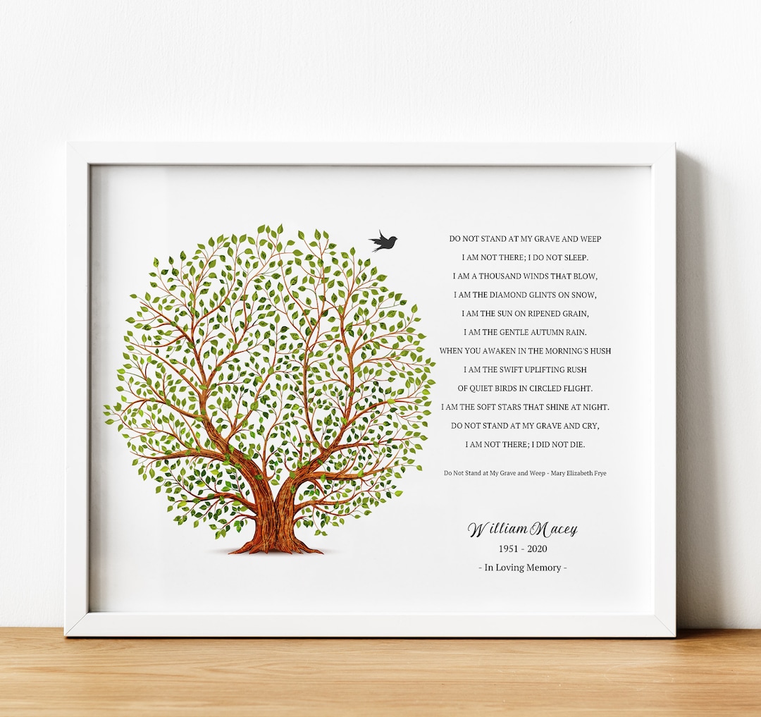 Custom Poem Print Bereavement Gift, Personalised Tree of Life Wall Art ...