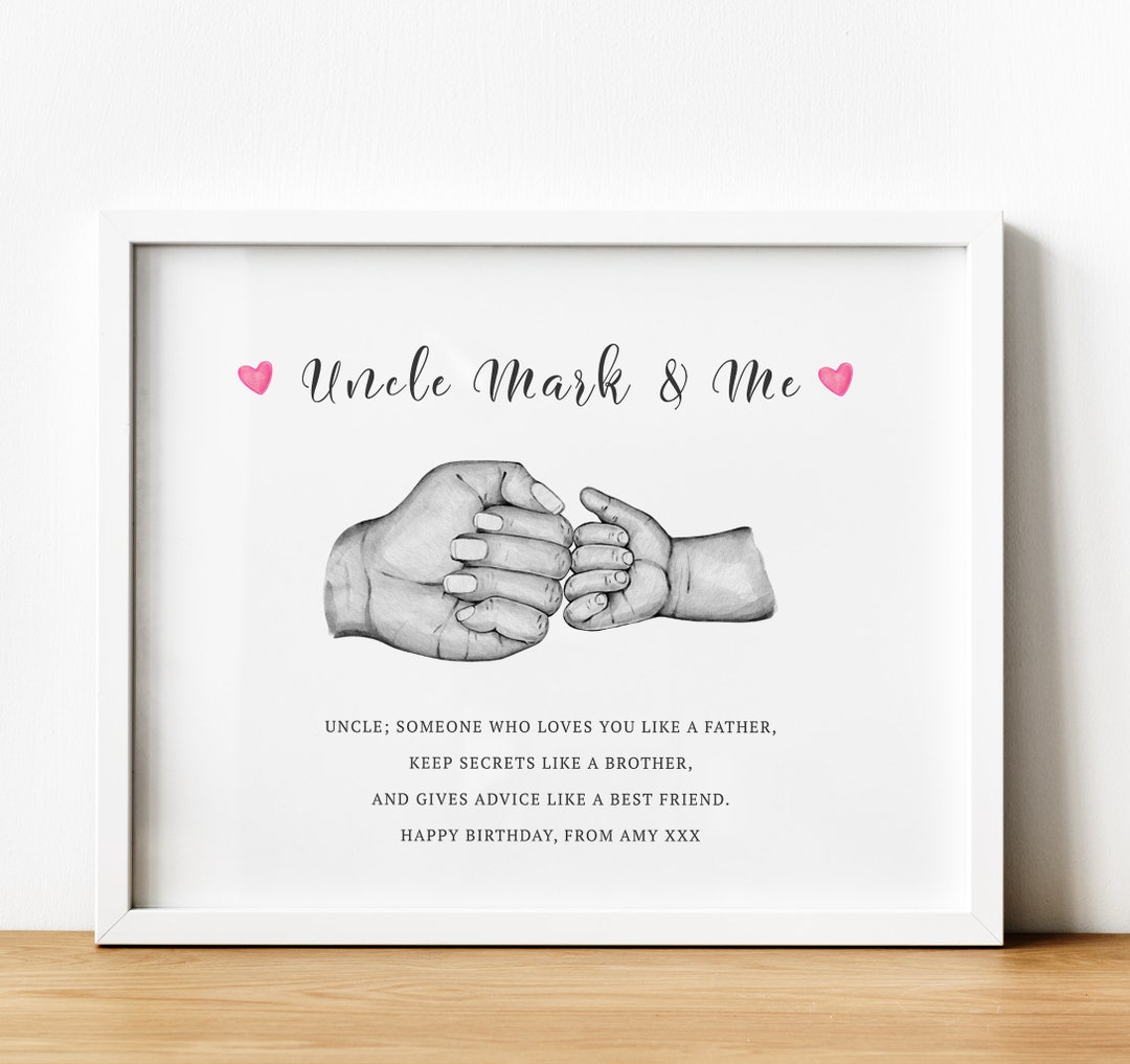 Personalised Uncle & Me Print, Hand Illustration Wall Art Thoughtful ...