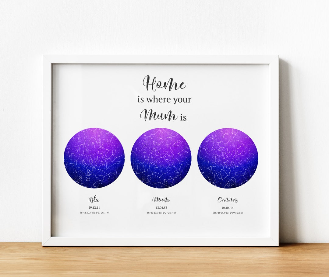 Custom Family Star Map Print, the Night Sky Print, Star Chart Print ...