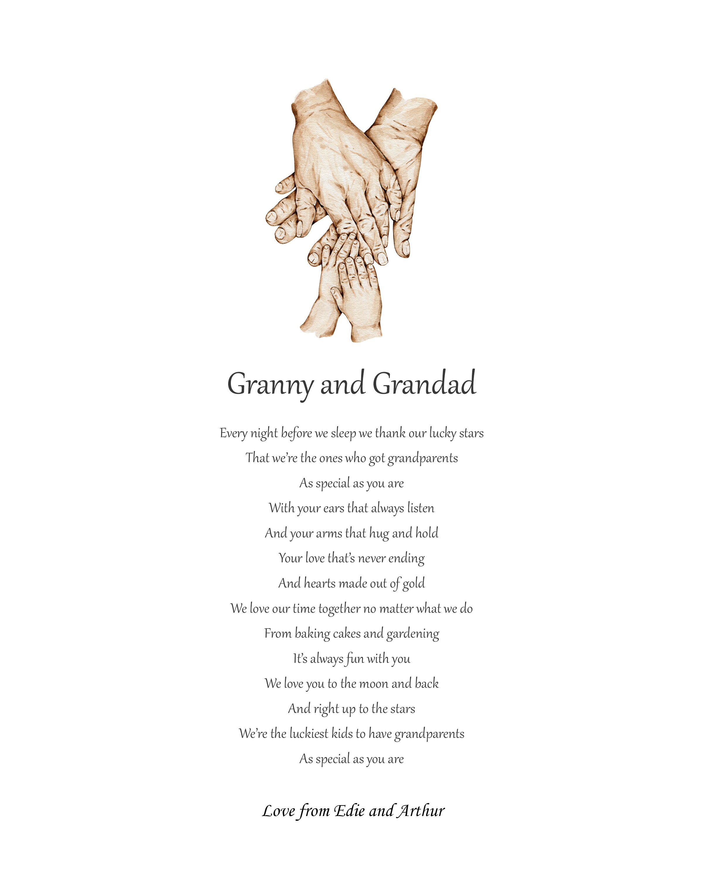 Personalised Grandparents Poem Print Custom Poem Print Gift - Etsy UK