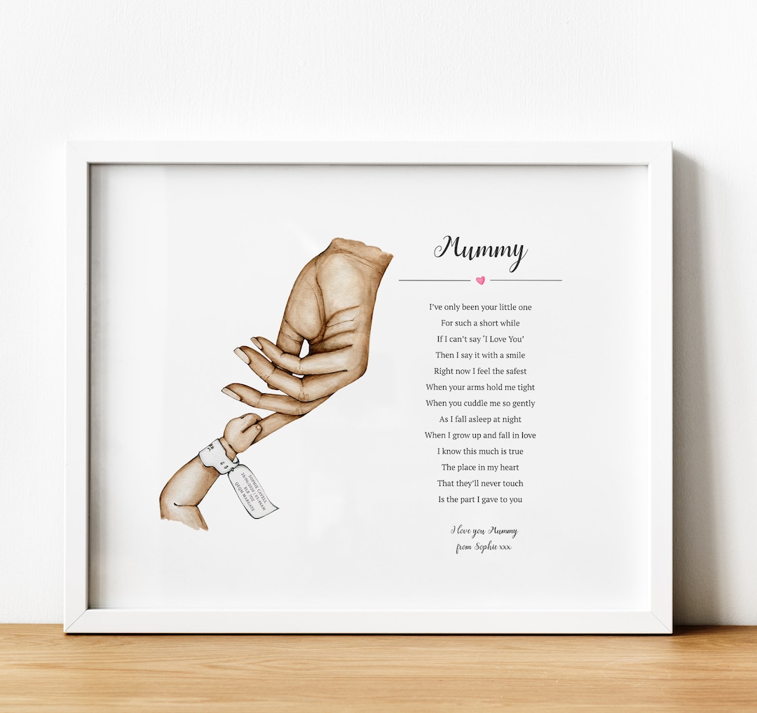 Personalised Mummy and Me Hand Print, Custom Poem Print Hand ...