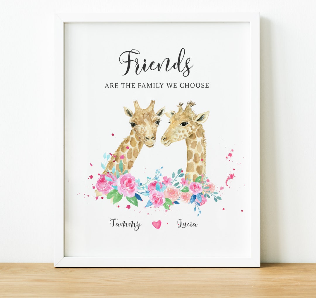 Personalised Best Friends Gift. Giraffe Friendship Print Letterbox ...