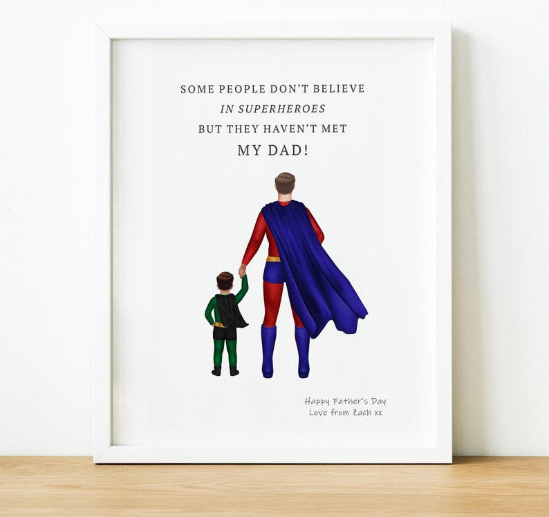 Personalised Superhero Daddy & Child Print Unique Fathers Day - Etsy