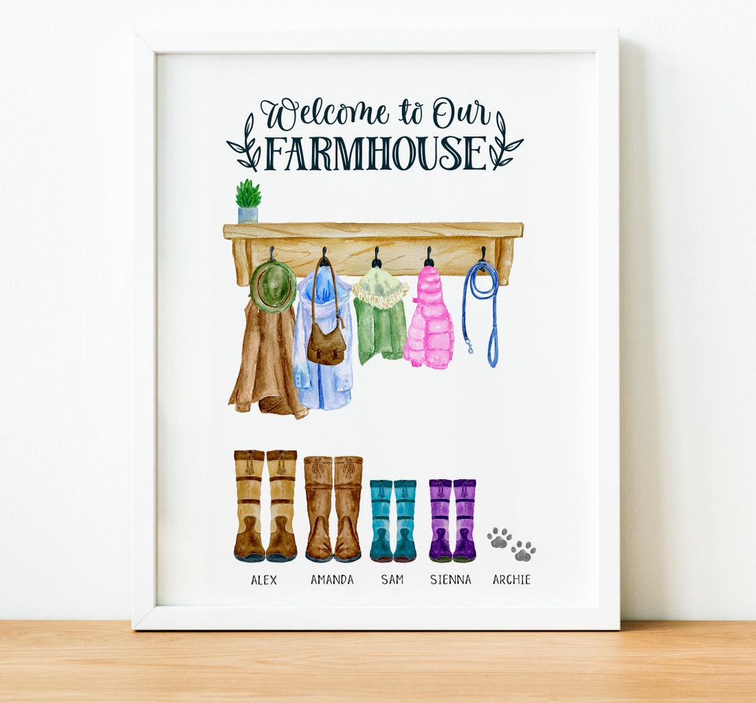 Personalised Family Welly Print, Custom Family Tree Print, Quirky ...