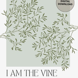 Christian Wall Art, I Am the Vine, Modern Scripture Decor, Vintage ...