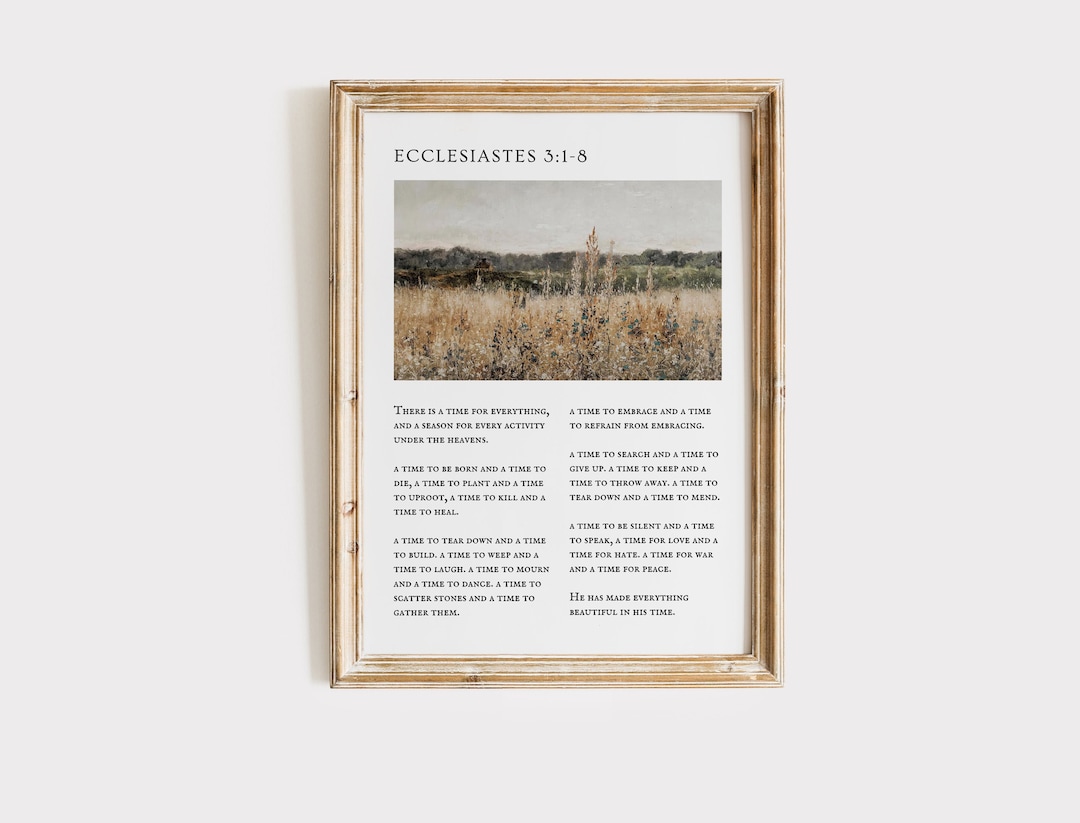 Christian Wall Art, Ecclesiastes 3:1-8, Modern Scripture Decor, Vintage ...