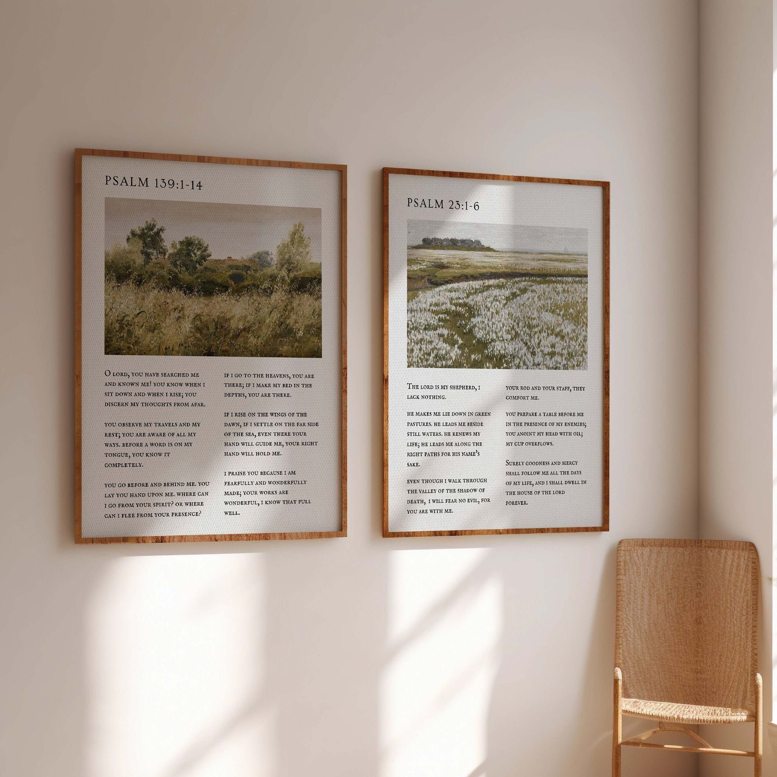 Christian Wall Art, Psalms Set of 2, Modern Scripture Decor, Vintage ...