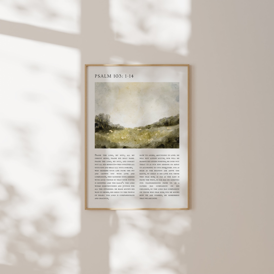 Christian Wall Art, Psalm 103, Modern Scripture Decor, Vintage Bible ...