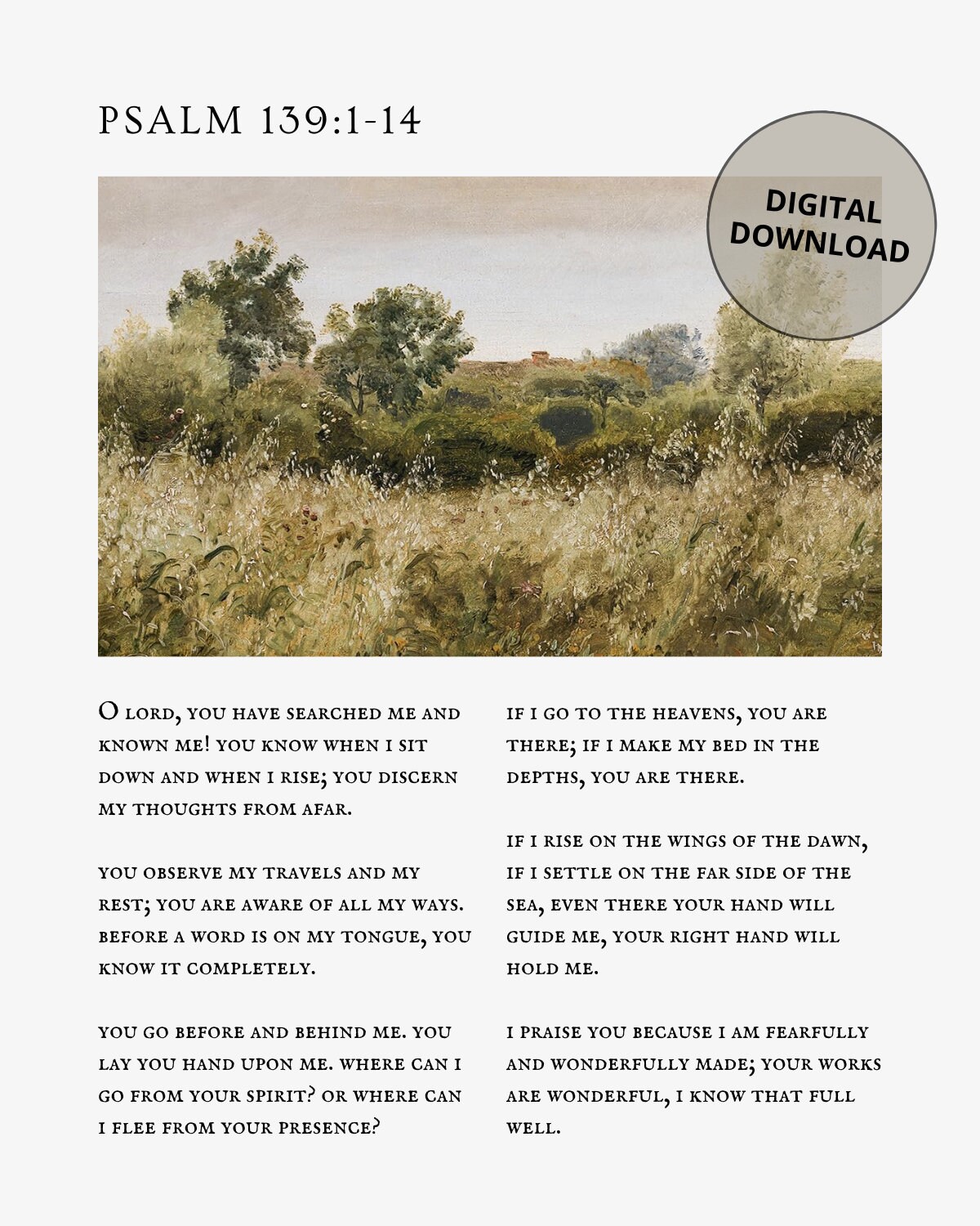 Christian Wall Art, Psalm 139, Modern Scripture Decor, Vintage Bible ...