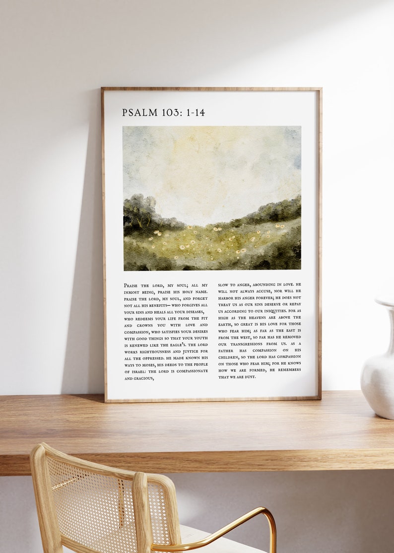 Christian Wall Art, Psalm 103, Modern Scripture Decor, Vintage Bible ...