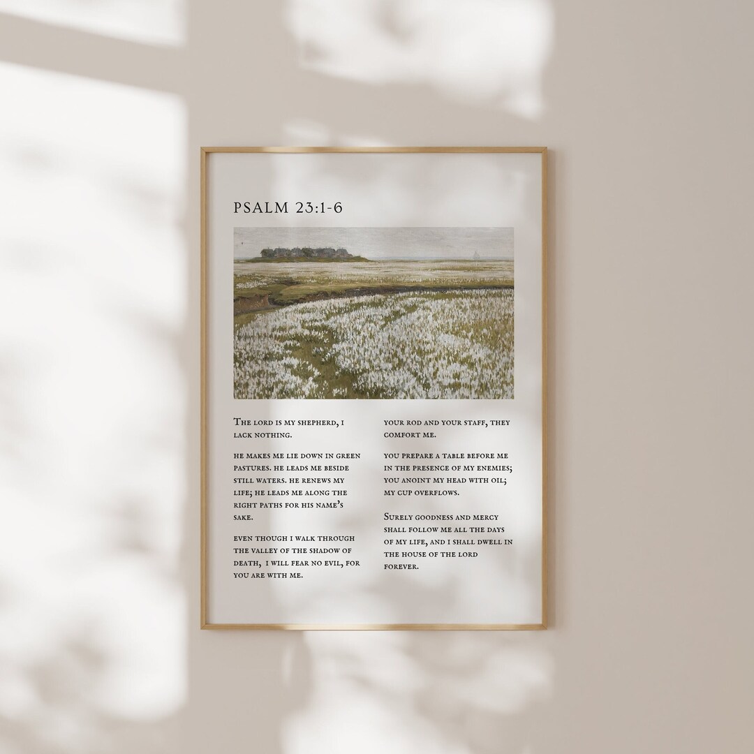 Christian Wall Art, Psalm 23, Modern Scripture Decor, Vintage Bible ...