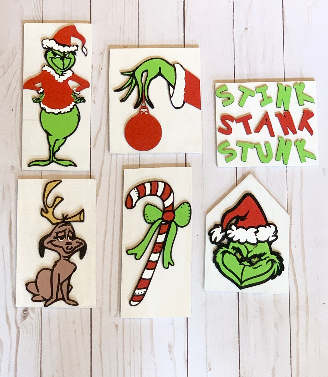 Laser Cut Grinch Inspired Teired Tray Decor or Ornaments - Etsy