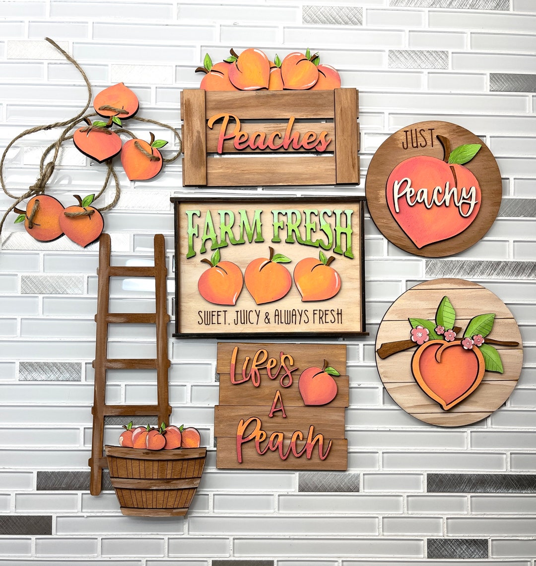 Peach Market Tiered Tray Mini Signs - Etsy