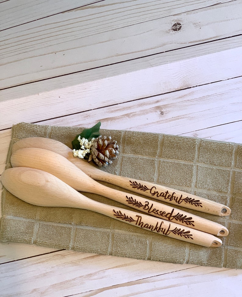 Personalized laser engraved wooden spoons set of 3 | Etsy