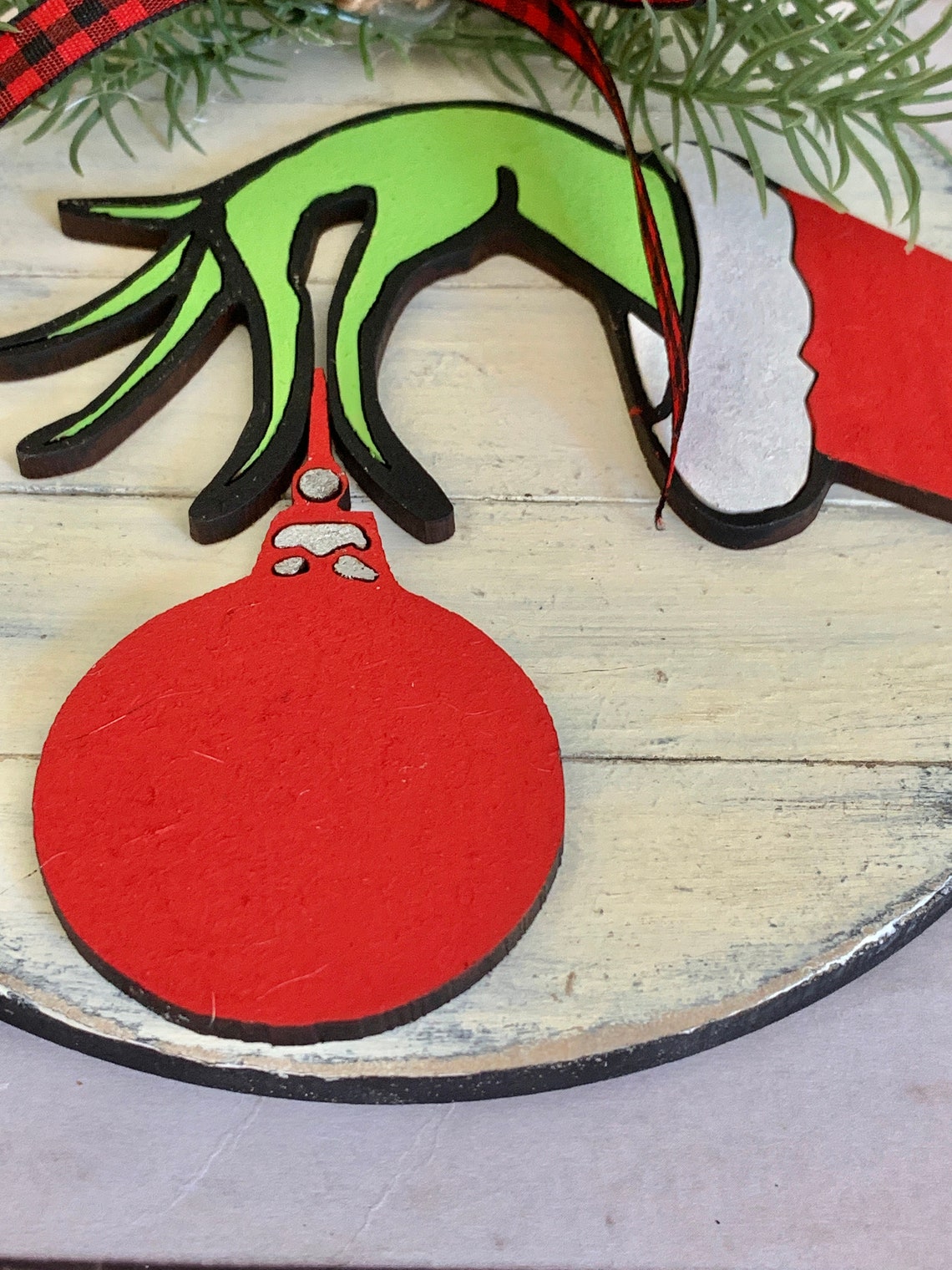 Laser cut Grinch inspired Christmas ornament | Etsy